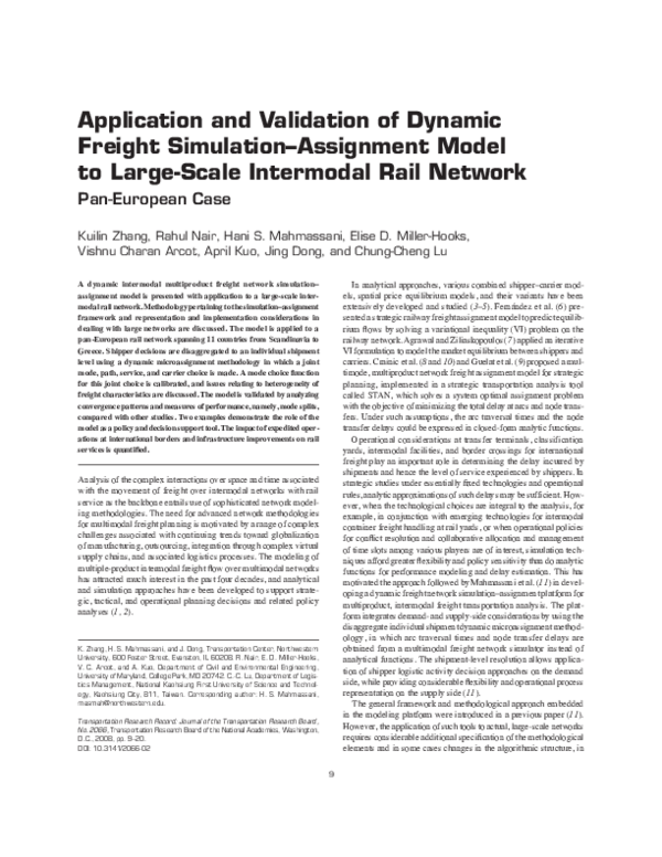 Pdf Application And Validation Of Dynamic Freight Simulation—assignment Model To Large Scale