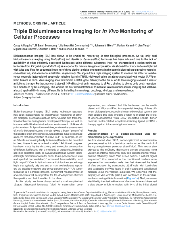 (PDF) Triple Bioluminescence Imaging for In Vivo Monitoring of Cellular ...