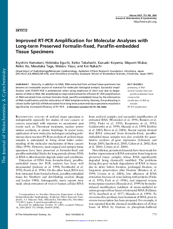 Pdf Coextraction And Pcr Based Analysis Of Nucleic Acids From Formalin Fixed Paraffin Embedded