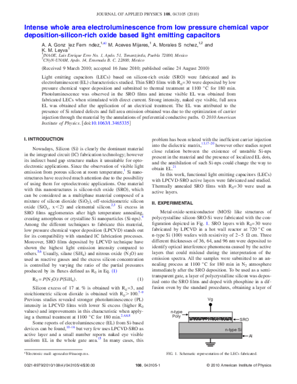 (PDF) Intense whole area electroluminescence from low pressure chemical ...