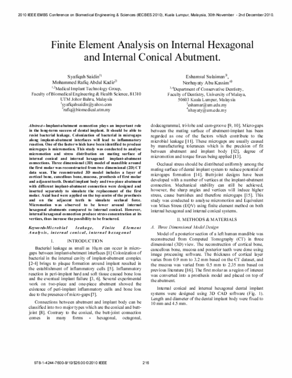(PDF) Finite element analysis on internal hexagonal and internal ...