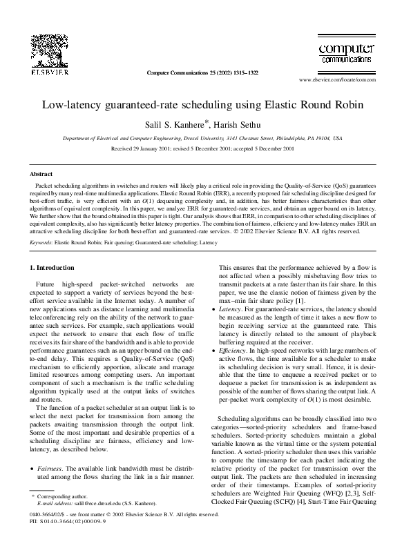 (PDF) Low-latency guaranteed-rate scheduling using Elastic Round Robin