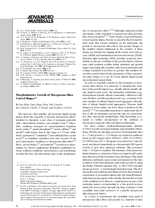 (PDF) Morphokinetics: Growth of Mesoporous Silica Curved Shapes