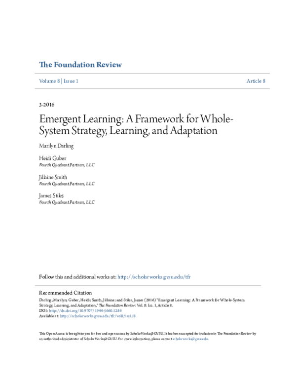 (PDF) The Foundation Review Emergent Learning: A Framework for Whole ...