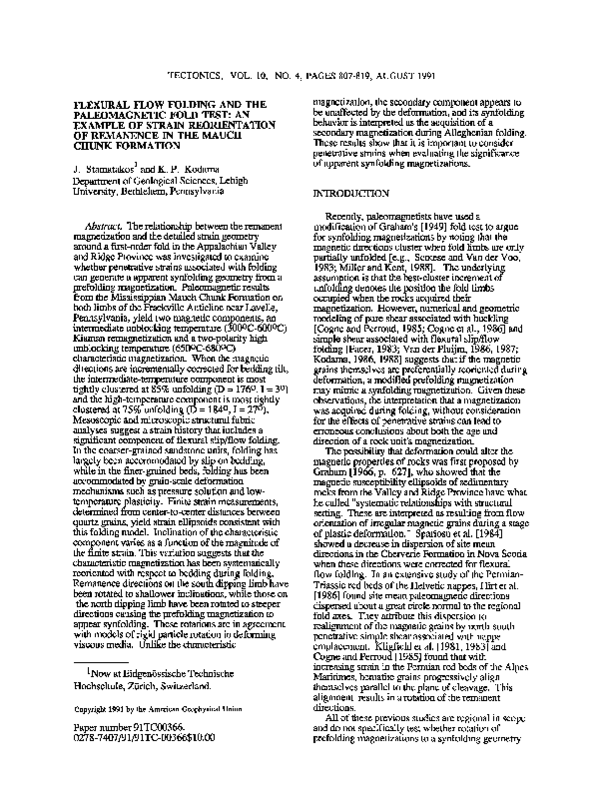 (PDF) Flexural flow folding and the paleomagnetic fold test: An example ...