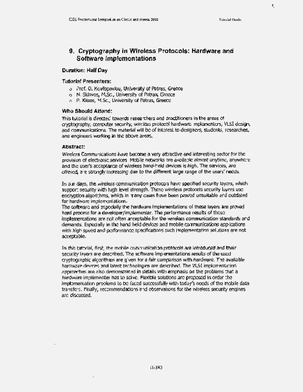 Pdf Cryptography In Wireless Protocols Hardware And Software