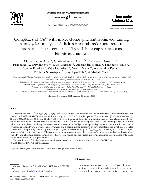 (PDF) Complexes of CuII with mixed-donor phenanthroline-containing ...