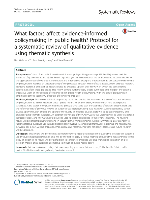 (PDF) What factors affect evidence-informed policymaking in public ...