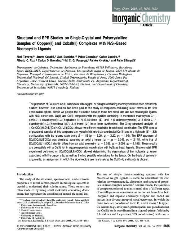 (PDF) Structural and EPR Studies on Single-Crystal and Polycrystalline Samples of Copper(II) and ...