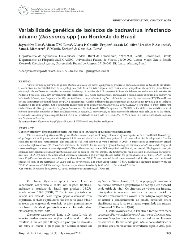 (PDF) Variabilidade genética de isolados de badnavírus infectando ...