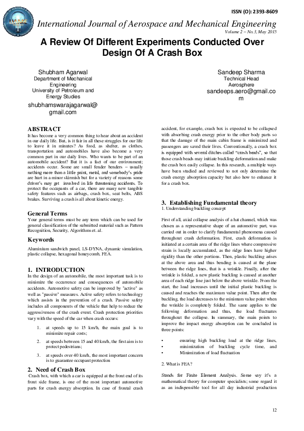 (PDF) A Review Of Different Experiments Conducted Over Design Of A ...