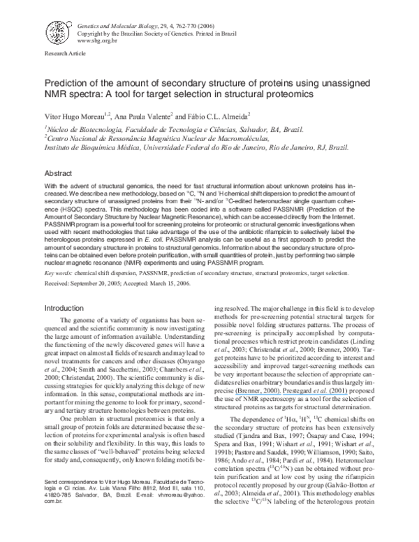 (PDF) Prediction of the amount of secondary structure of proteins using ...