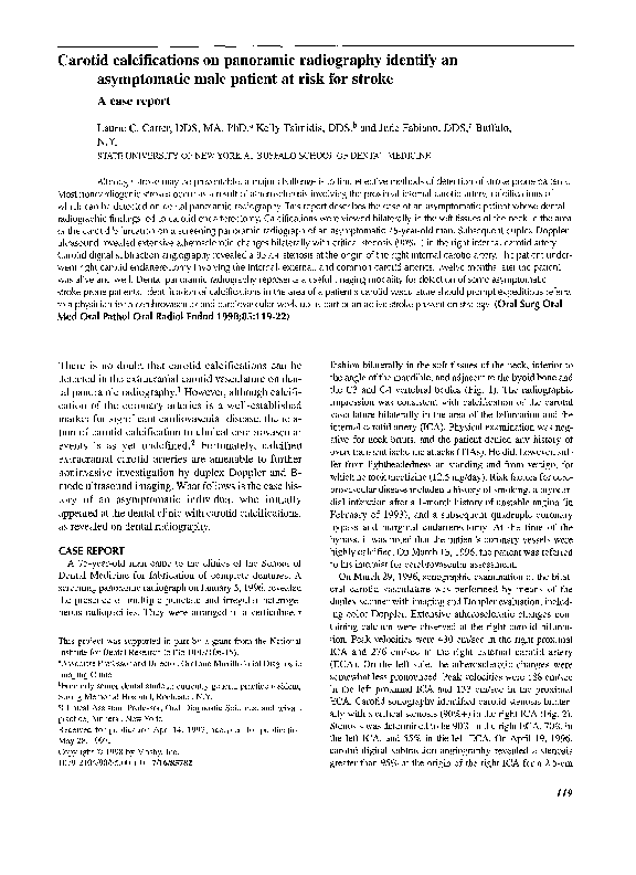 (PDF) Carotid calcifications on panoramic radiography identify an ...