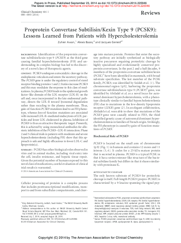 (PDF) Proprotein convertase subtilisin/kexin type 9 (PCSK9): Hepatocyte ...