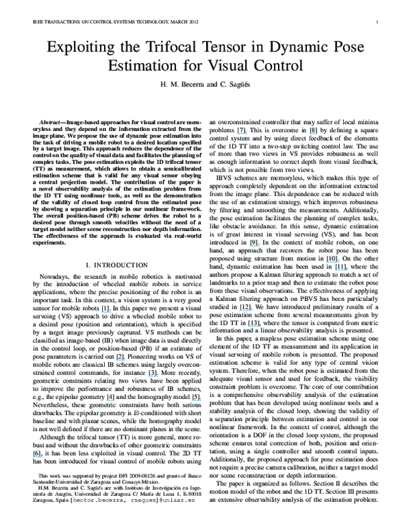 Pdf Exploiting The Trifocal Tensor In Dynamic Pose Estimation For
