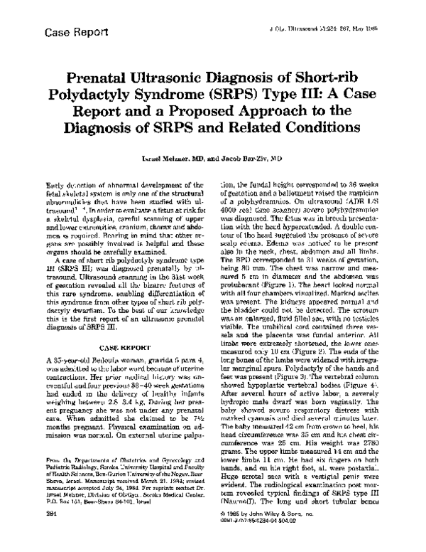 (PDF) Prenatal ultrasonic diagnosis of short rib polydactyly syndrome ...