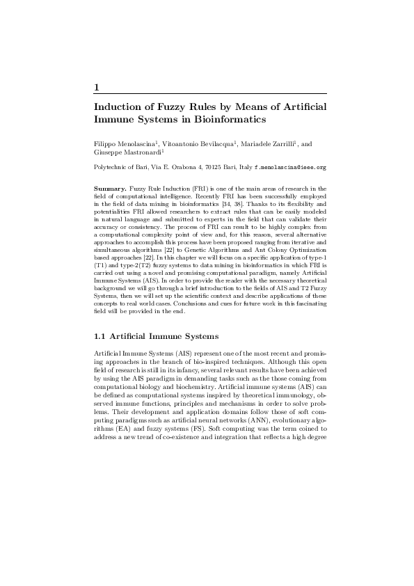 (PDF) Induction of Fuzzy Rules by Means of Artificial Immune Systems in ...