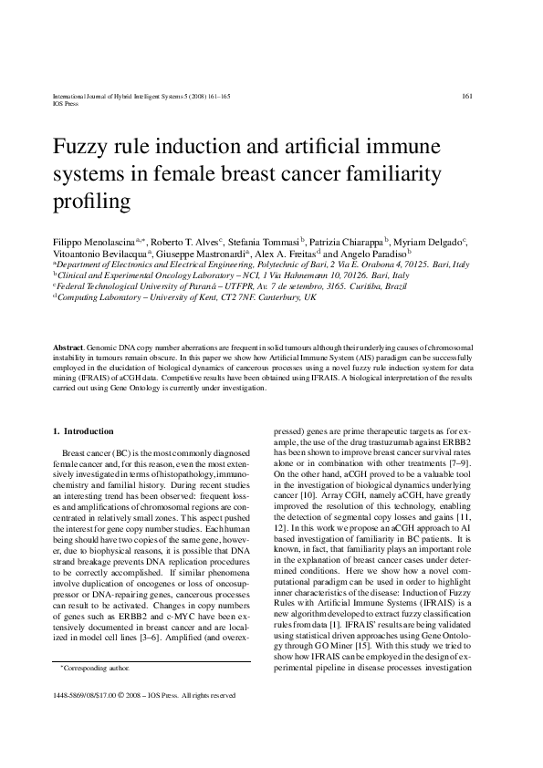(PDF) Fuzzy rule induction and artificial immune systems in female ...