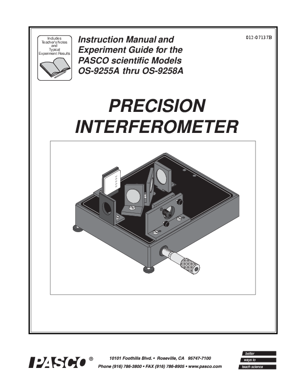 (PDF) Instruction Manual and Experiment Guide for the PASCO scientific Models OS-9255A thru OS ...