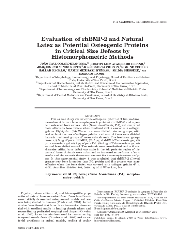 (PDF) Evaluation of rhBMP-2 and Natural Latex as Potential Osteogenic Proteins in Critical Size ...
