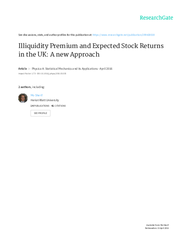 (PDF) Illiquidity Premium and Expected Stock Returns in the UK: A new ...