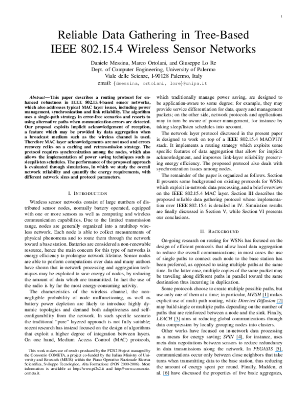 (PDF) Reliable data gathering in tree-based IEEE 802.15.4 wireless ...