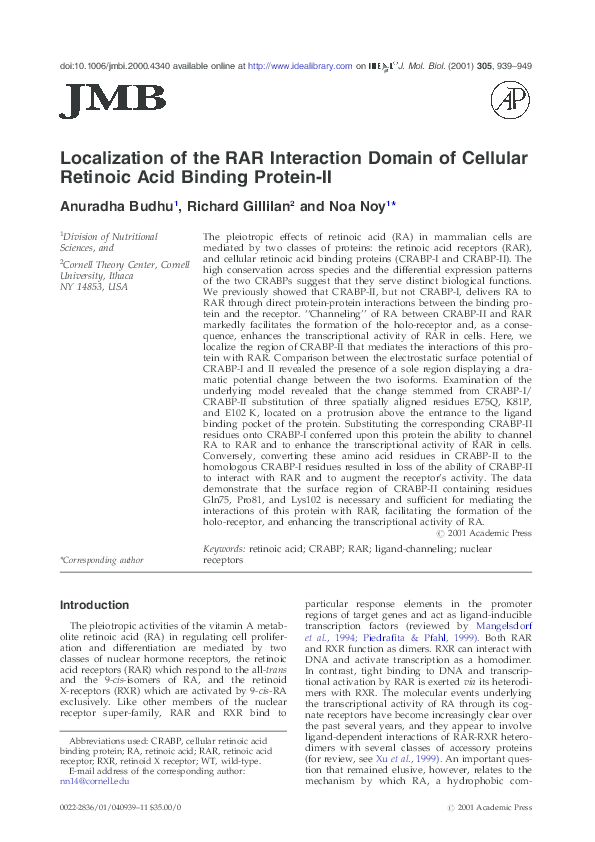(PDF) Localization of the RAR interaction domain of cellular retinoic ...