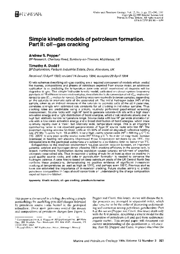 (PDF) Simple kinetic models of petroleum formation. Part II: oil-gas ...