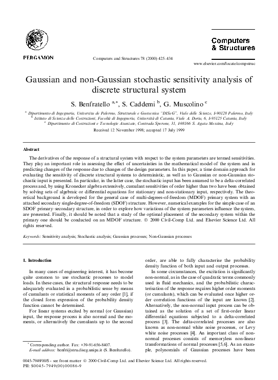 (PDF) Gaussian and non-Gaussian stochastic sensitivity analysis of discrete structural system