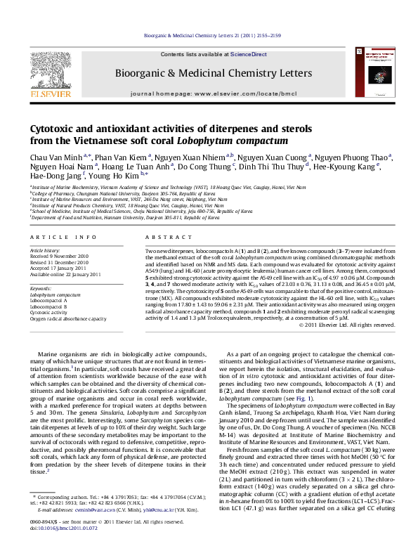 (PDF) Cytotoxic and antioxidant activities of diterpenes and sterols ...