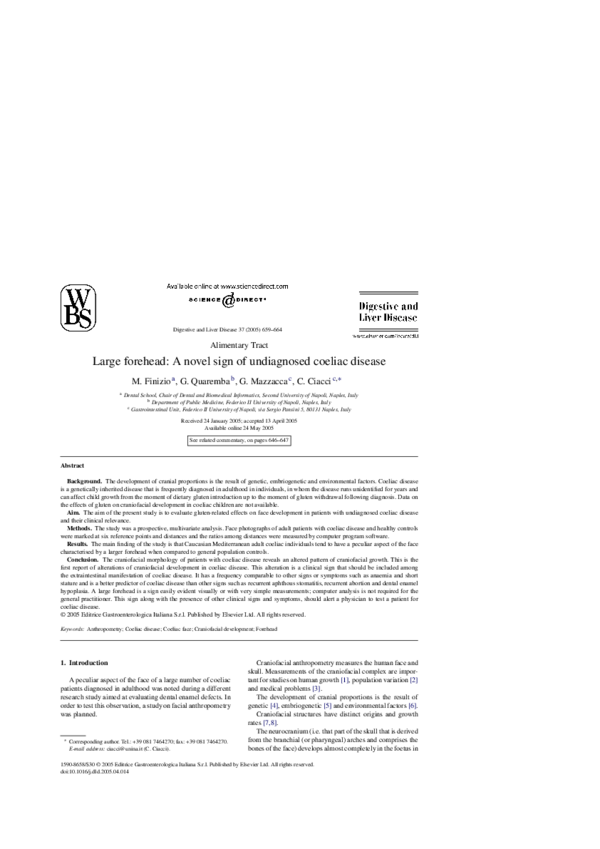 (PDF) Large forehead: A novel sign of undiagnosed coeliac disease