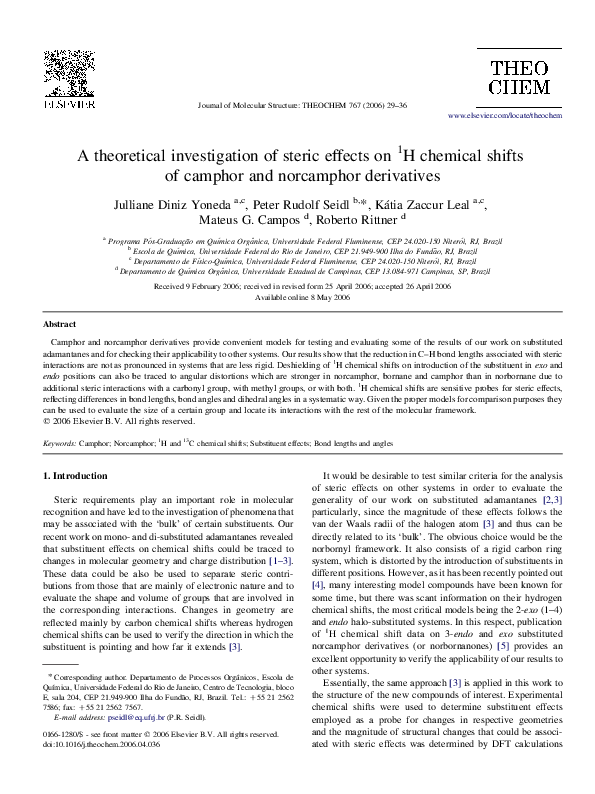 (PDF) A theoretical investigation of steric effects on 1H chemical ...