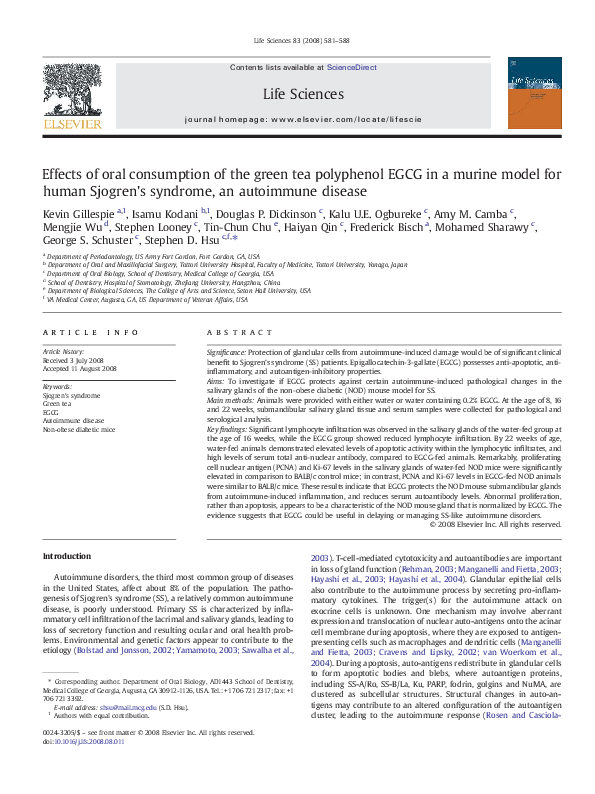 (PDF) Effects of oral consumption of the green tea polyphenol EGCG in a ...