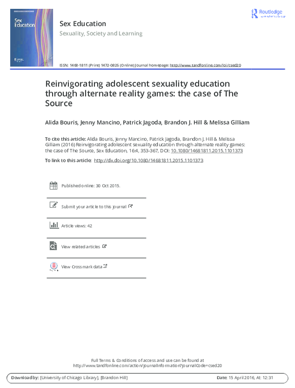 Pdf Sex Education Sexuality Society And Learning Reinvigorating