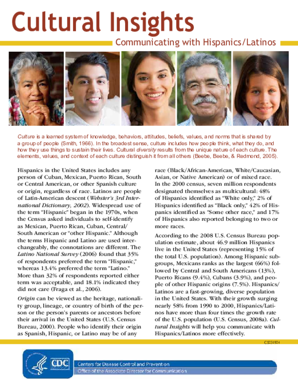 (PDF) Cultural Insights Communicating with Hispanics/Latinos