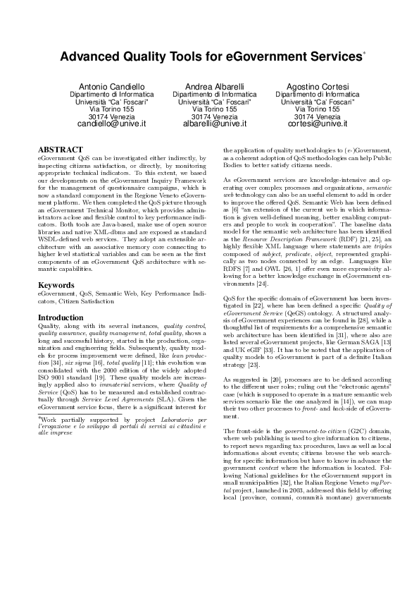 (PDF) Advanced quality tools for egovernment services