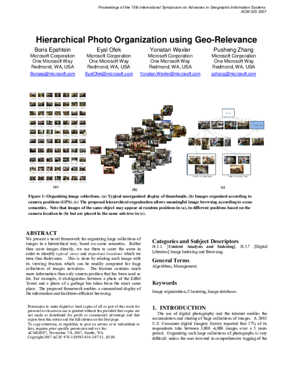 (PDF) Hierarchical photo organization using geo-relevance | Pusheng ...