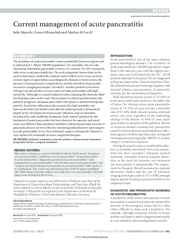(PDF) Current management of acute pancreatitis