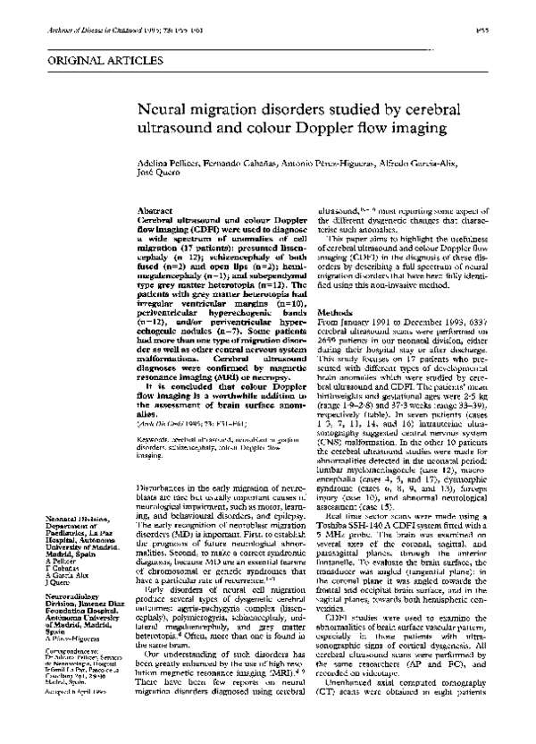 (PDF) Neural migration disorders studied by cerebral ultrasound and ...