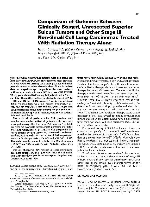 (PDF) Superior Sulcus Tumors | Joaquin Ferrer - Academia.edu