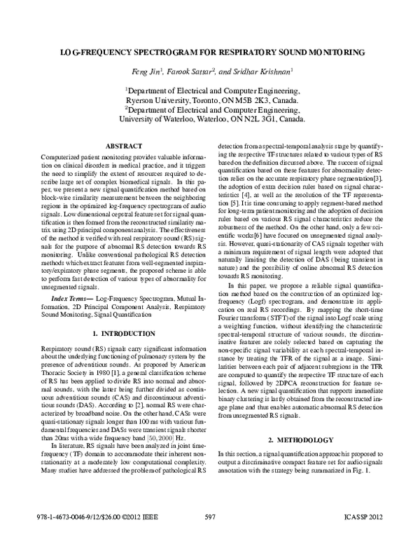 (PDF) Log-frequency spectrogram for respiratory sound monitoring