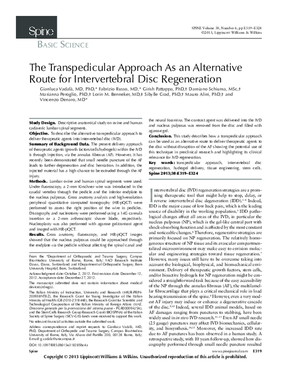 (PDF) The Transpedicular Approach As an Alternative Route for ...