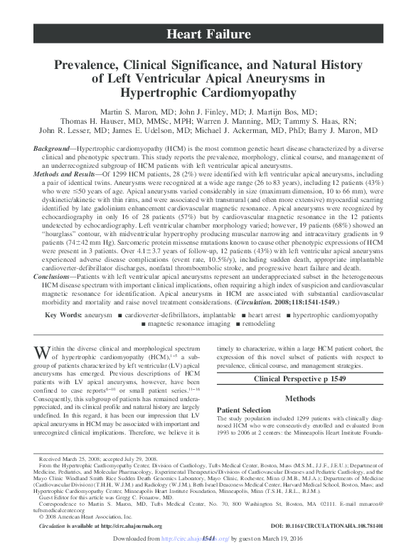 (PDF) Prevalence, Clinical Significance, and Natural History of Left Ventricular Apical ...