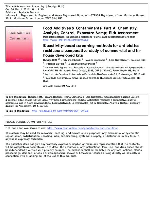 (PDF) Bioactivity-based screening methods for antibiotics residues: a ...