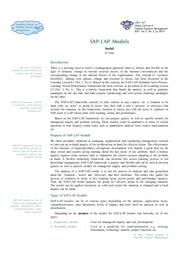 (PDF) SAP-LAP Models