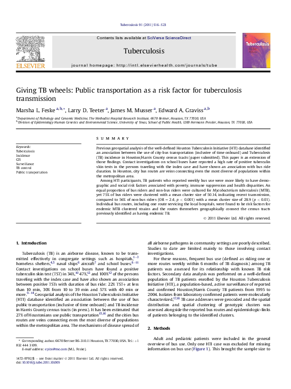 (PDF) Giving TB wheels: Public transportation as a risk factor for ...