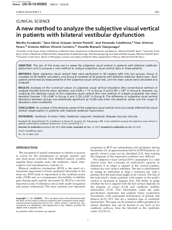 (PDF) A new method to analyze the subjective visual vertical in ...