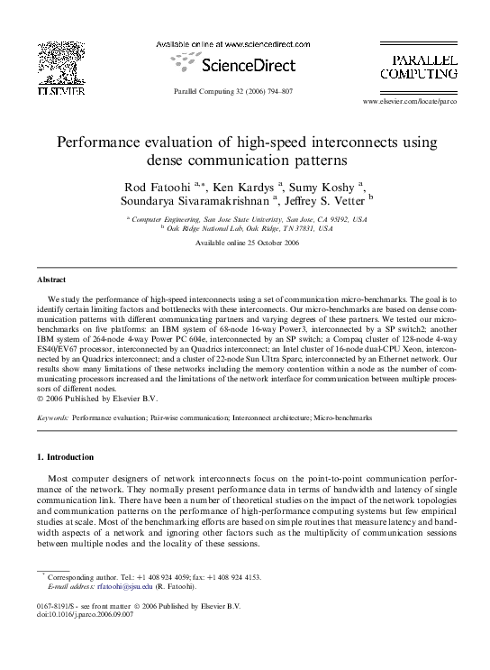 (PDF) Performance evaluation of high-speed interconnects using dense communication patterns