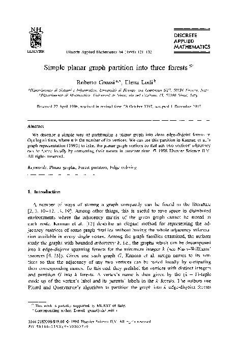 (PDF) Simple planar graph partition into three forests (PDF) Simple planar graph partition into three forests