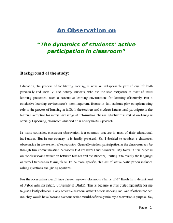(DOC) An Observation on " The dynamics of students' active ...